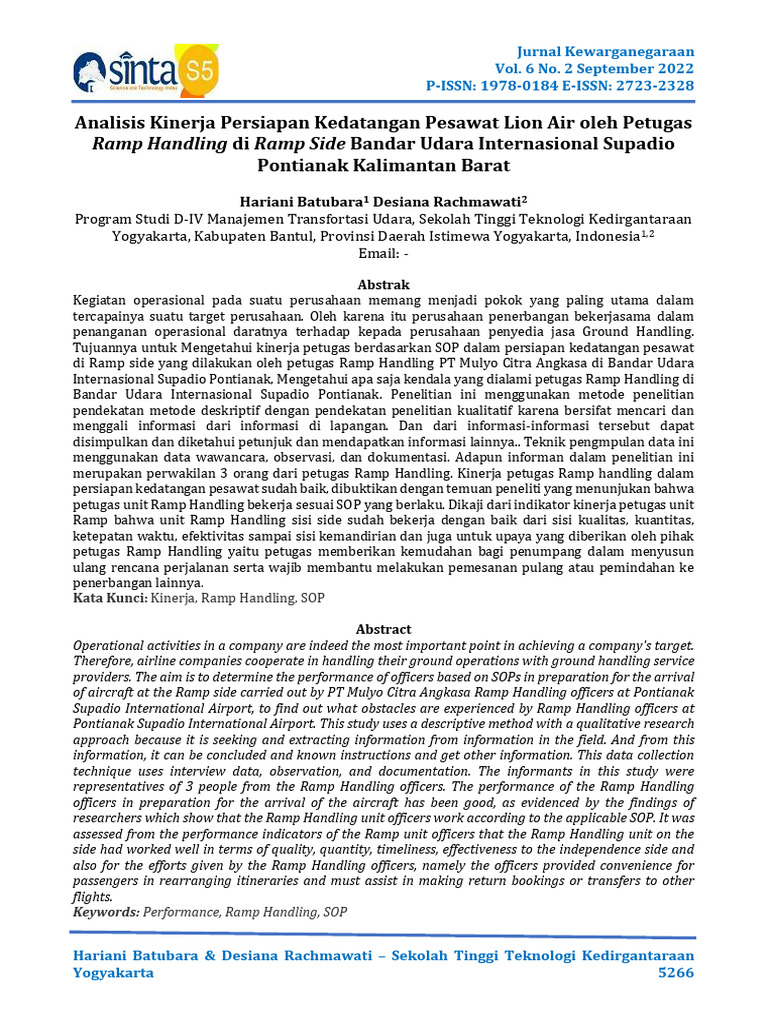 Ramp Handling Di Ramp Side Bandar Udara Internasional Supadio | PDF