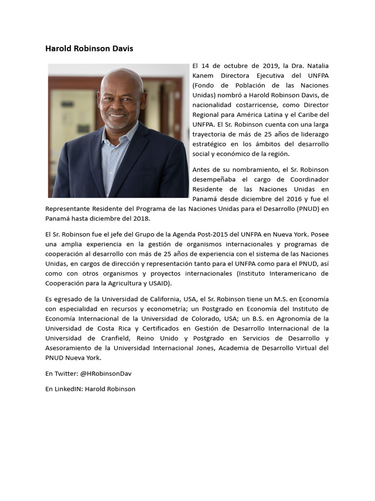Biografia Del Sr. Harold Robinson | PDF