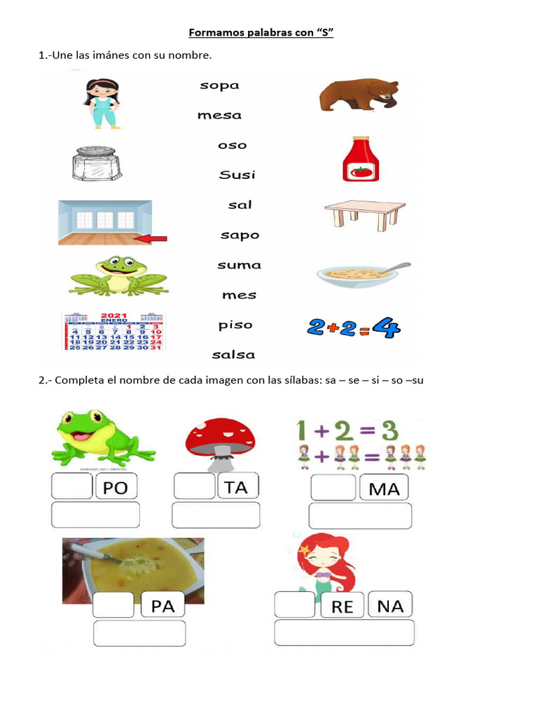 Palabras con S para Niños | PDF