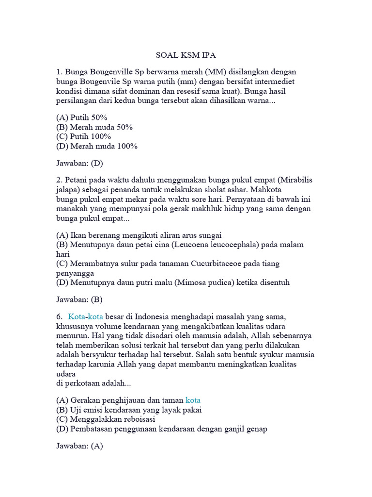 Soal KSM Ipa | PDF