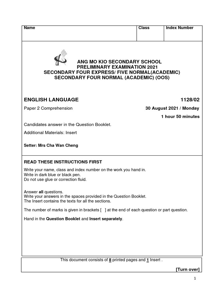 2021 Prelim 4E5N P2 Marking Scheme | PDF | Seaweed | Ocean Acidification