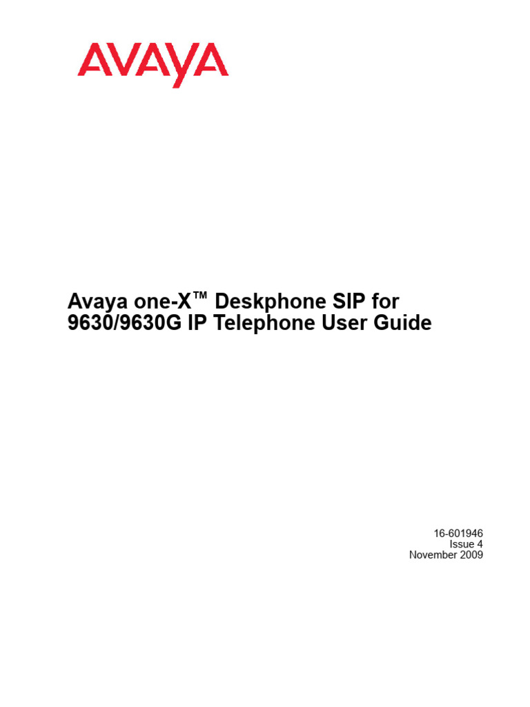 Avaya One-X Deskphone SIP For 9630/9630G IP Telephone User Guide | PDF | Telephone | Voicemail
