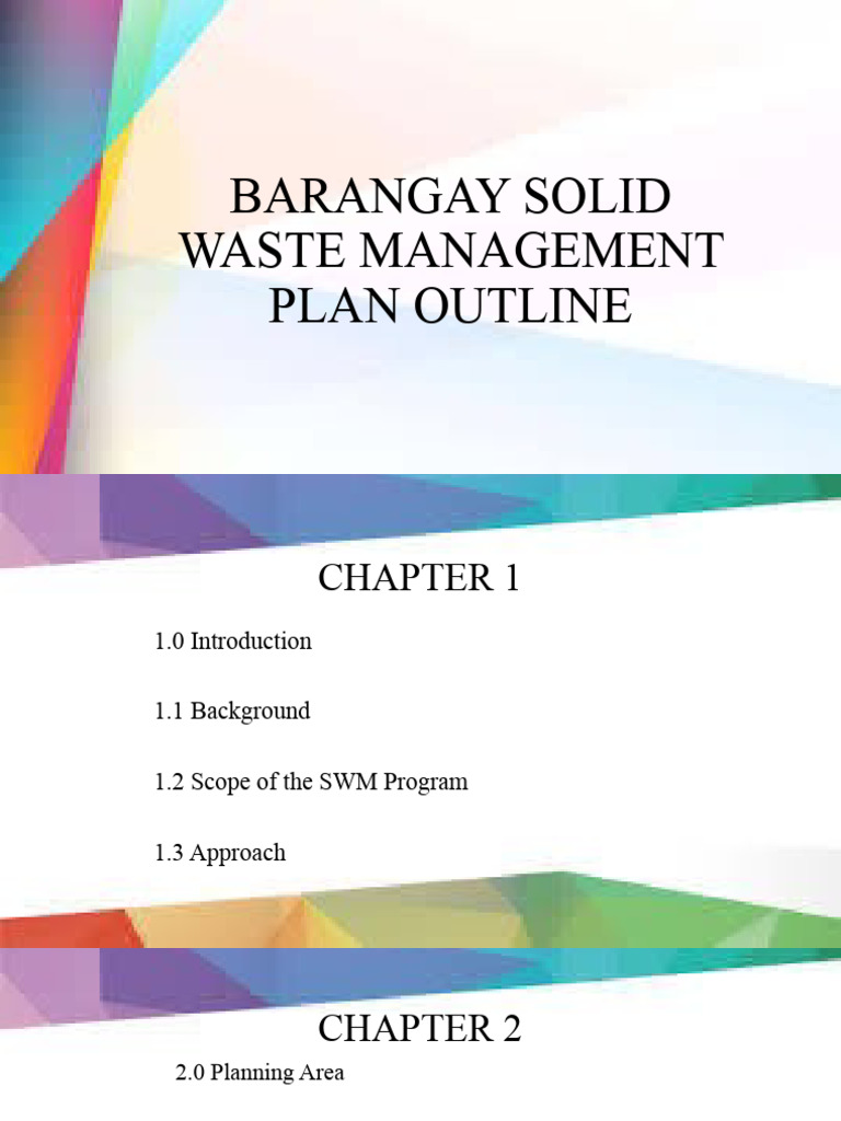 Barangay Solid Waste Management Plan Outline | PDF | Waste Management | Waste