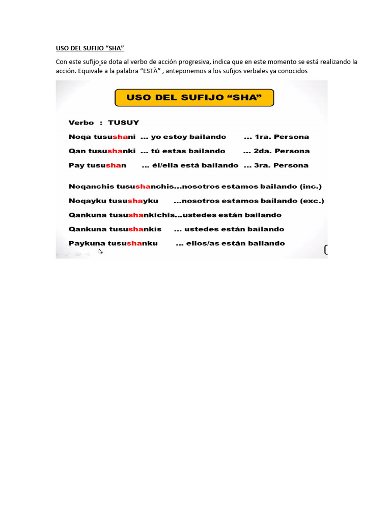 C10 Uso Del Sufijo Sha | PDF