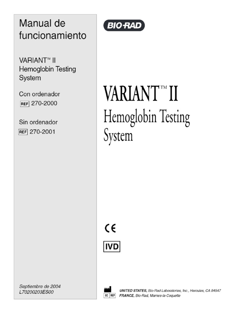2702000-2702001-VARIANT II Hemoglobin Testing - BIO-RAD - Manualzz | PDF