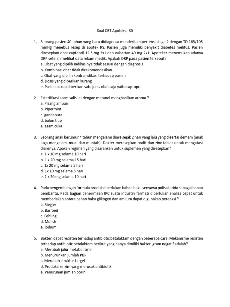 Soal CBT Apoteker 35 | PDF | Kesehatan Holistik | Sains & Matematika