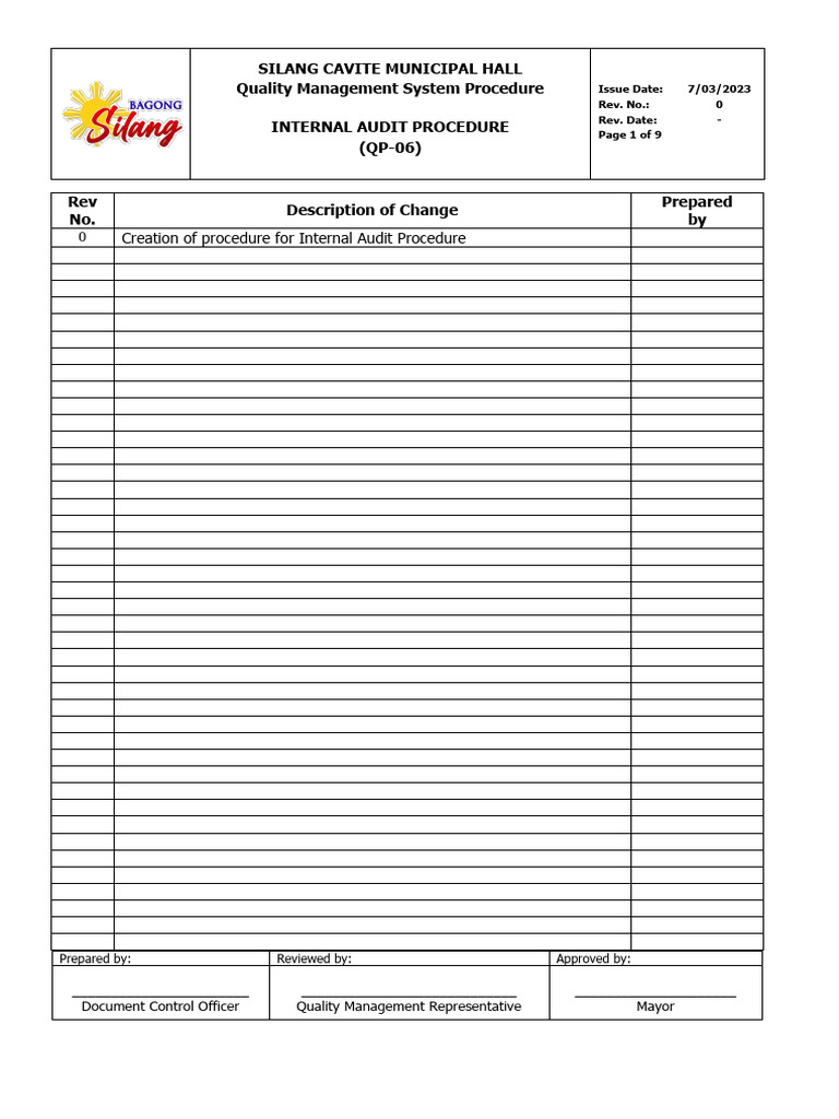 QP-06-Internal-Audit-Procedure | PDF | Audit | Internal Audit