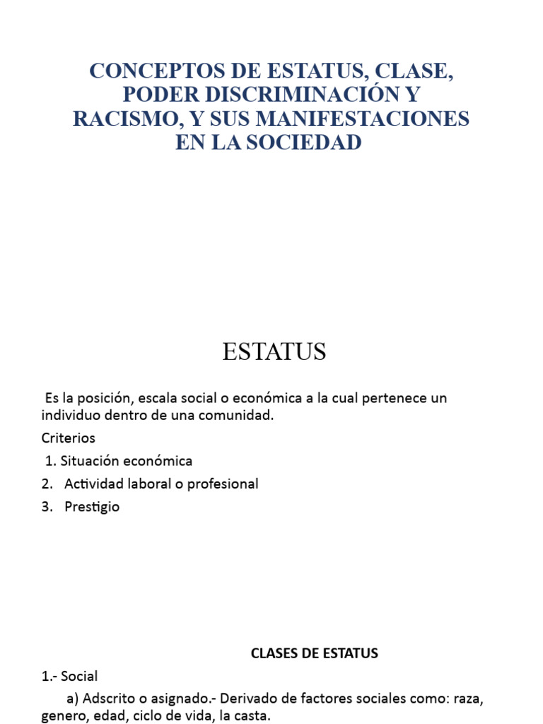 Tipos de estatus y su impacto social | PDF | Estatus social | Sociedad