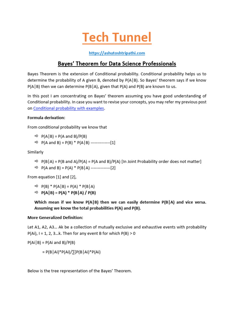 Bayes Theorem For Data Science Professionals 1598272603 | PDF | Email Spam | Mathematics