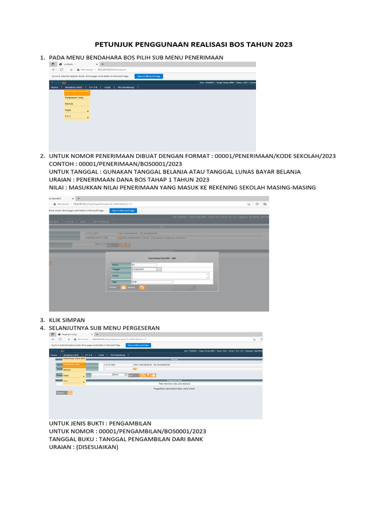 Petunjuk Penggunaan Realisasi Bos Tahun 2023 | PDF