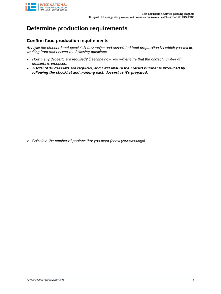 Service Planning Template (7) 4 | PDF | Custard | Cuisine