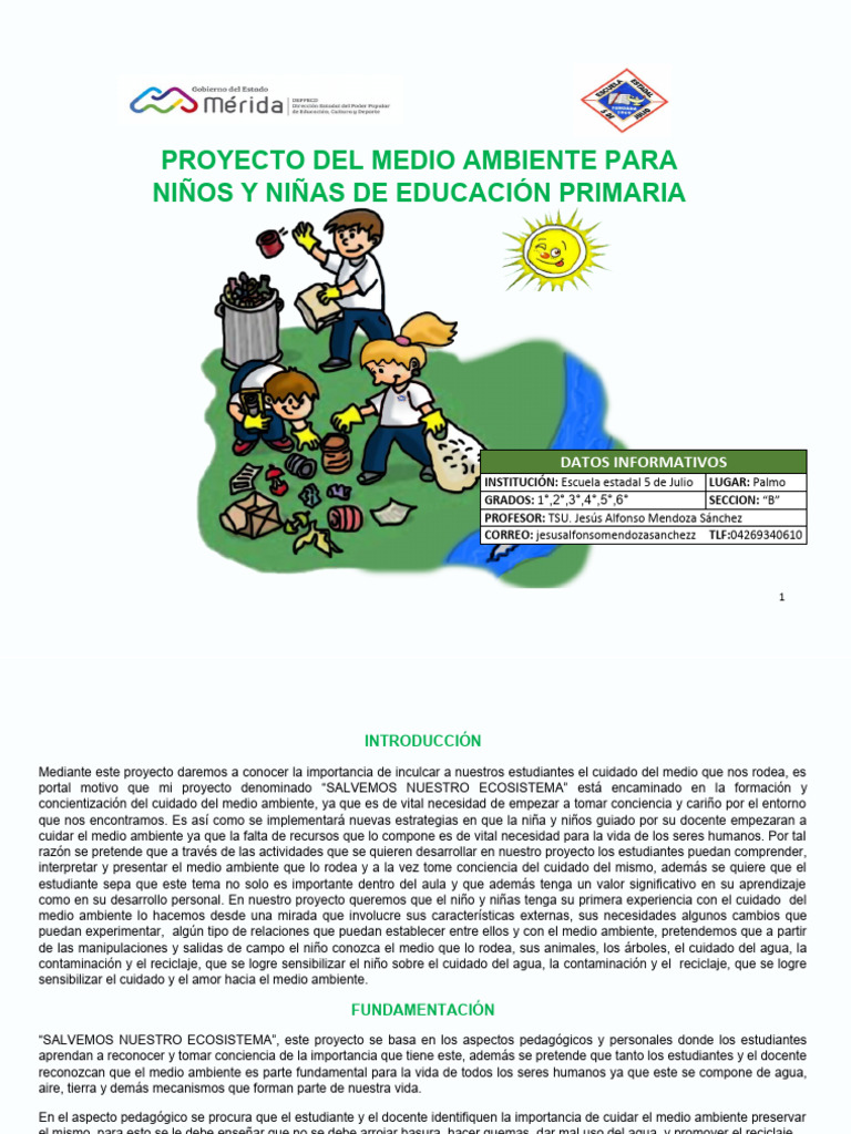 Proyecto El Medio Ambiente Jesus Mendoza | PDF | Entorno natural ...