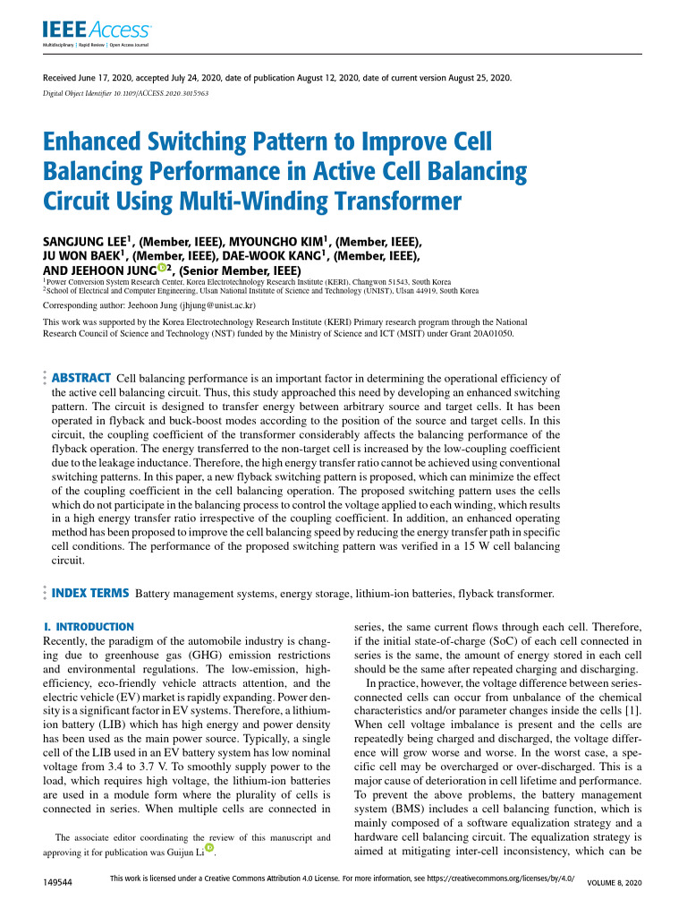 Enhanced Switching Pattern To Improve Cell Balancing Performance in ...