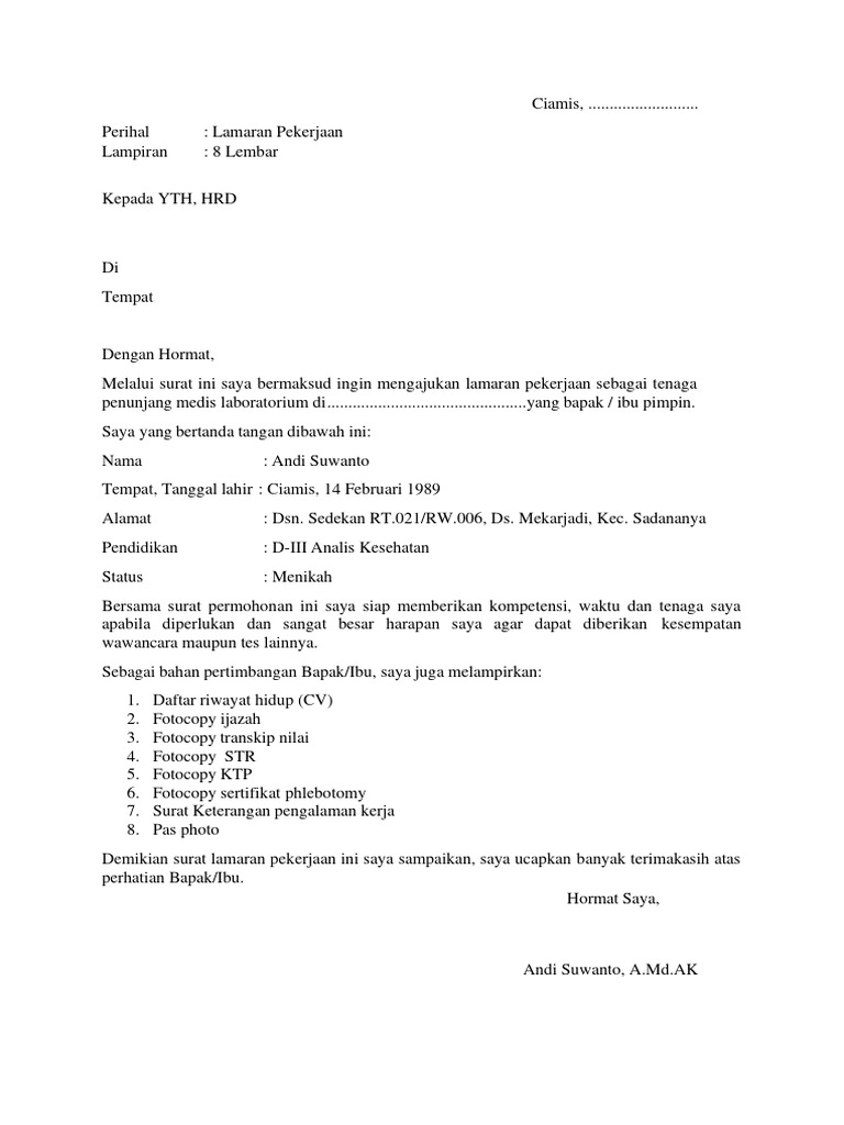 Master Surat Lamaran | PDF