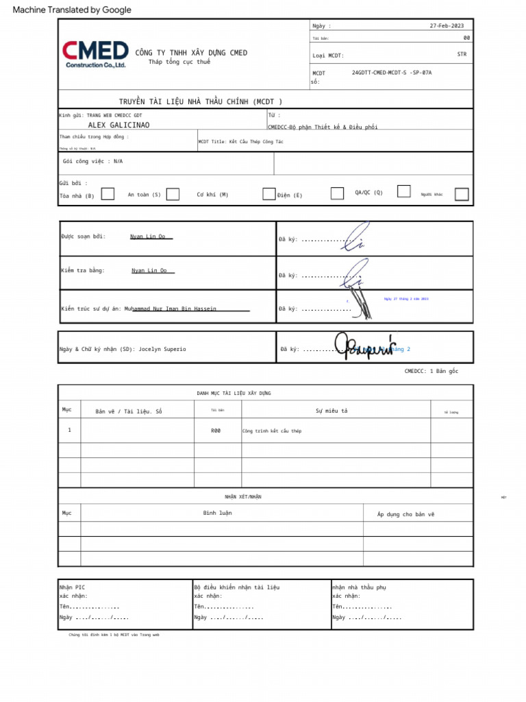 24GDTT - CMED-MCDT-S-SP-07A (Structural Steel Work) - VN | PDF