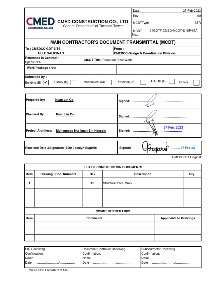 24GDTT - CMED-MCDT-S-SP-07A (Structural Steel Work) | PDF | Welding | Construction
