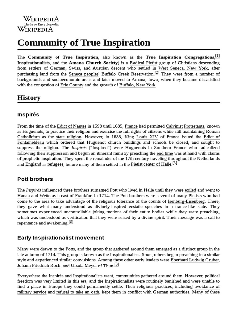 Community of True Inspiration | PDF | Christian Movements ...