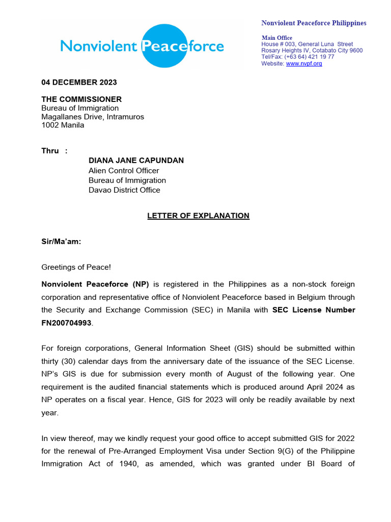 Bi Letter of Explanation For Gis 2022 | PDF