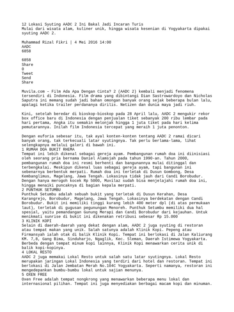 12 Lokasi Syuting AADC 2 Ini Bakal Jadi Incaran Turis | PDF