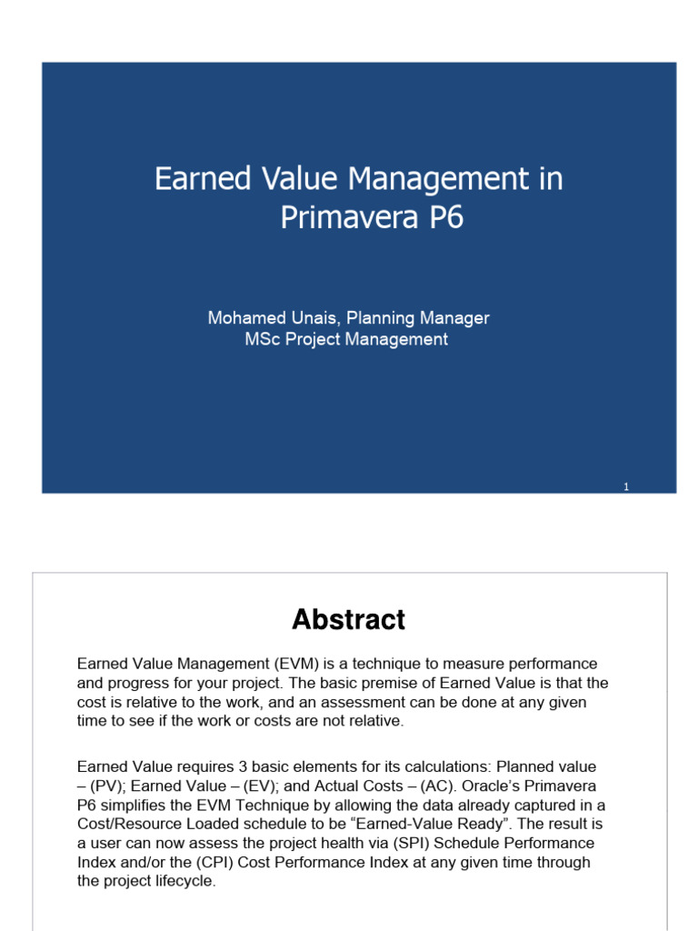 EVM Techniques in Primavera P6 | PDF | Applied Mathematics | Business