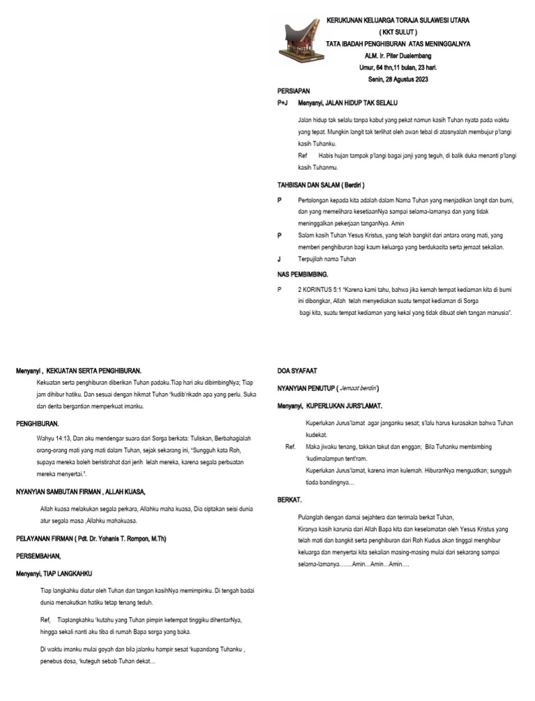 Liturgi KKT Alm Piter Dualembang | PDF