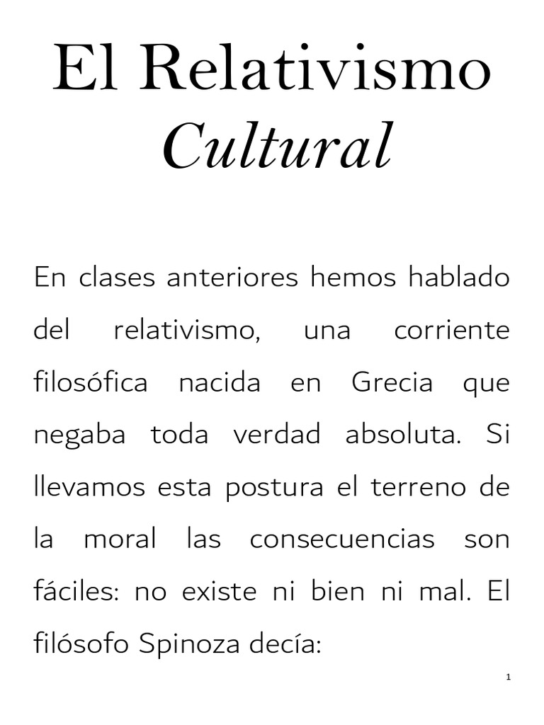 19 - El Relativismo Cultural | PDF | Relativismo | Verdad