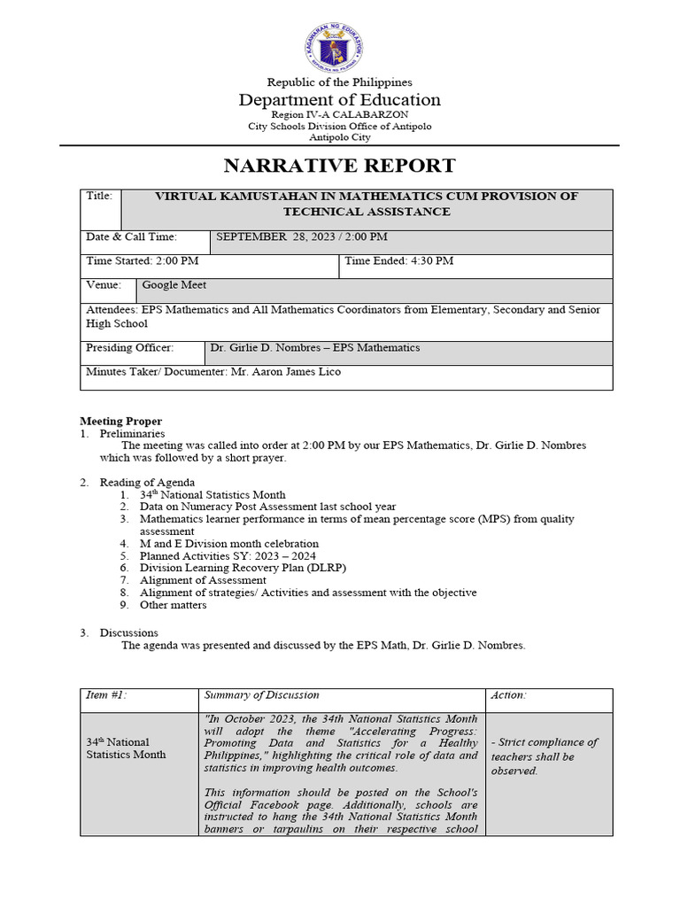 Narrative Report | PDF | Behavior Modification | Cognition