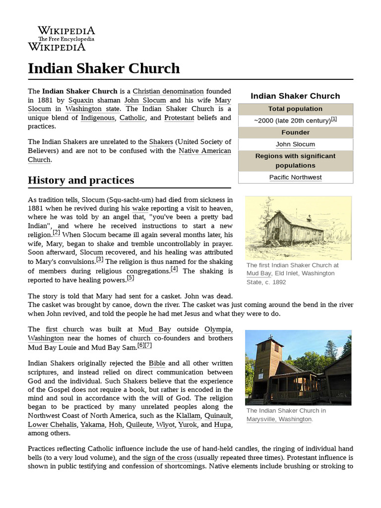 Indian Shaker Church | PDF | Washington (State) | Christianity And ...