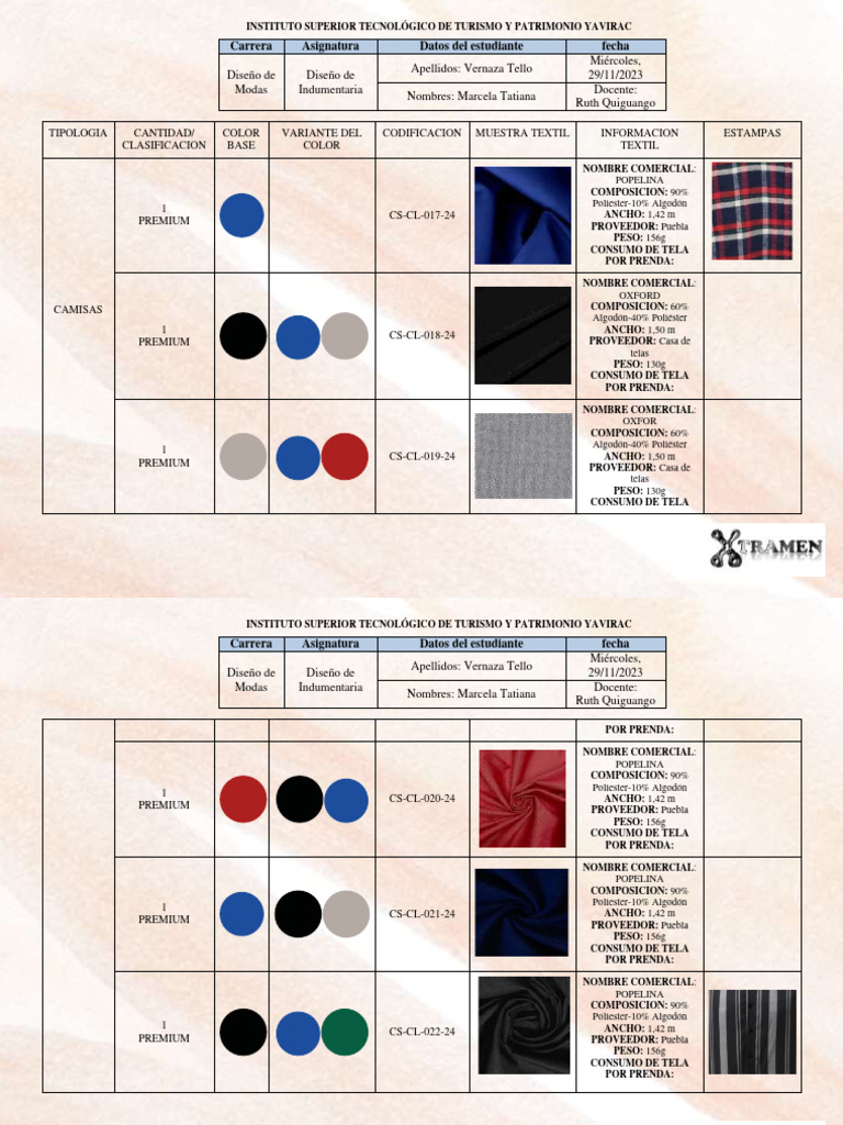 Muestrario Textil para Diseño de Modas | PDF | Pantalones | Ropa