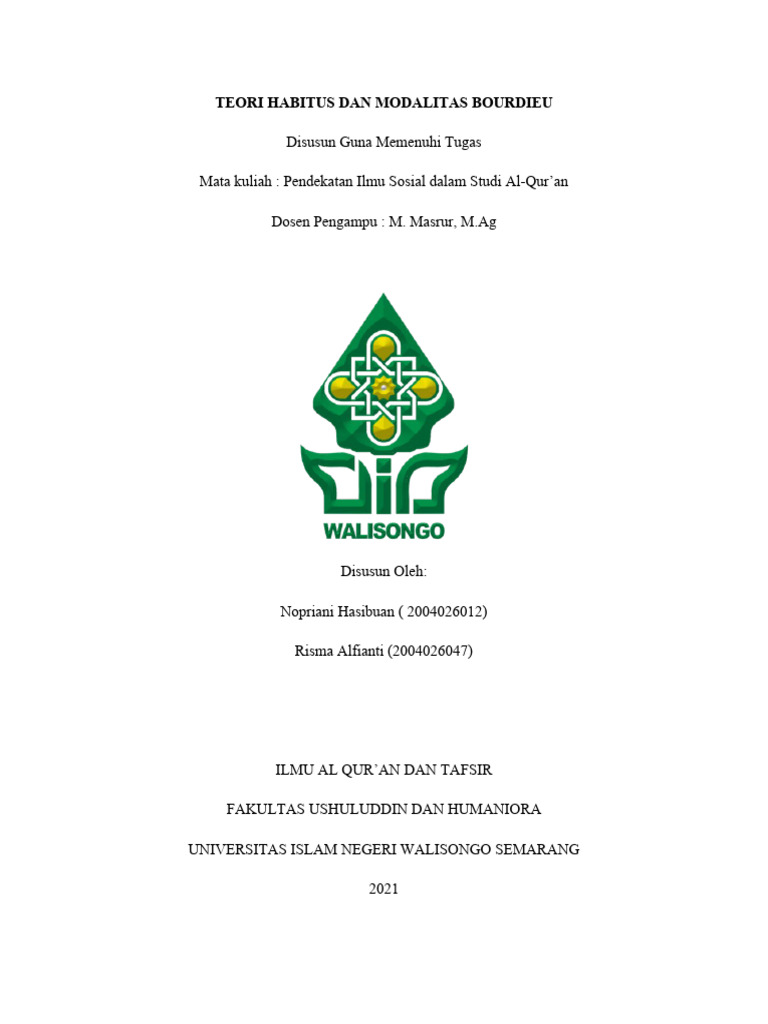 Teori Habitus dan Modalitas Bourdieu | PDF