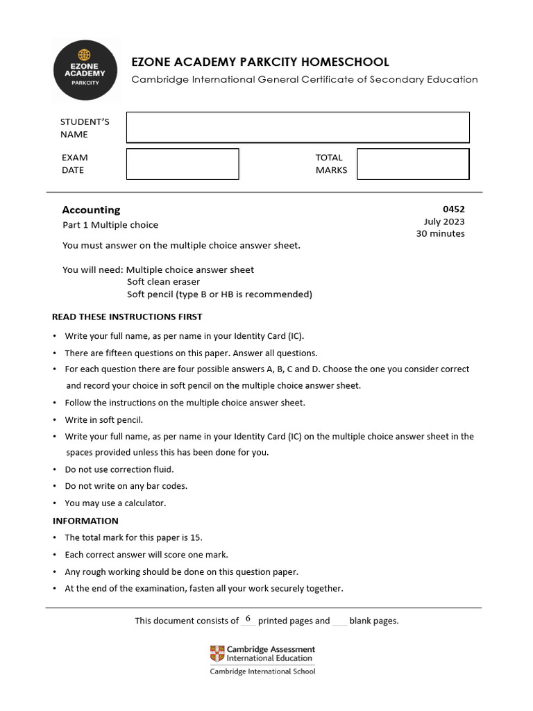Accounting Papers 2023 JULY | PDF | Debits And Credits | Economies
