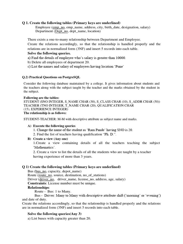 ADBMS_sample_ques | PDF | Postgre Sql | Databases