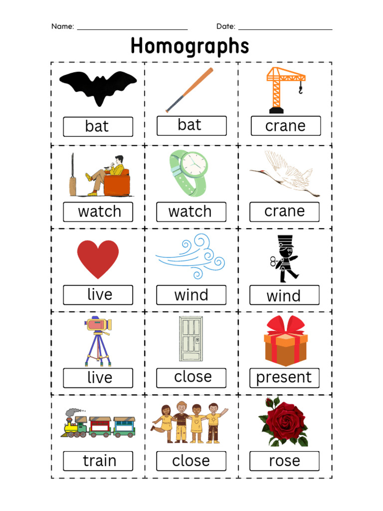 Homographs Worksheet Matching | PDF | Art