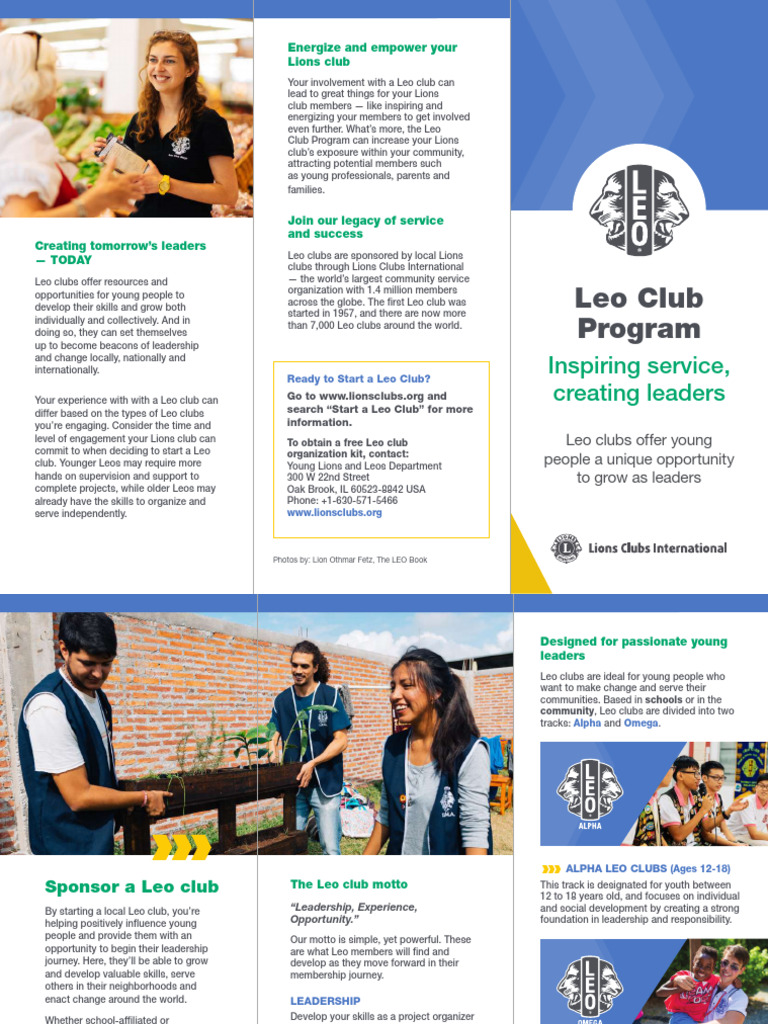 Sponsor A Leo Club LCI Brochure Leo 46 - Compressed | PDF | Leadership | Social Psychology