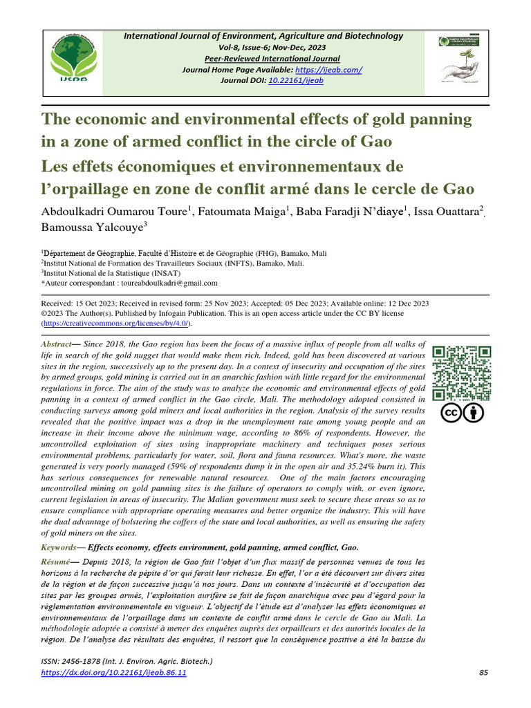 The Economic and Environmental Effects of Gold Panning in A Zone of ...