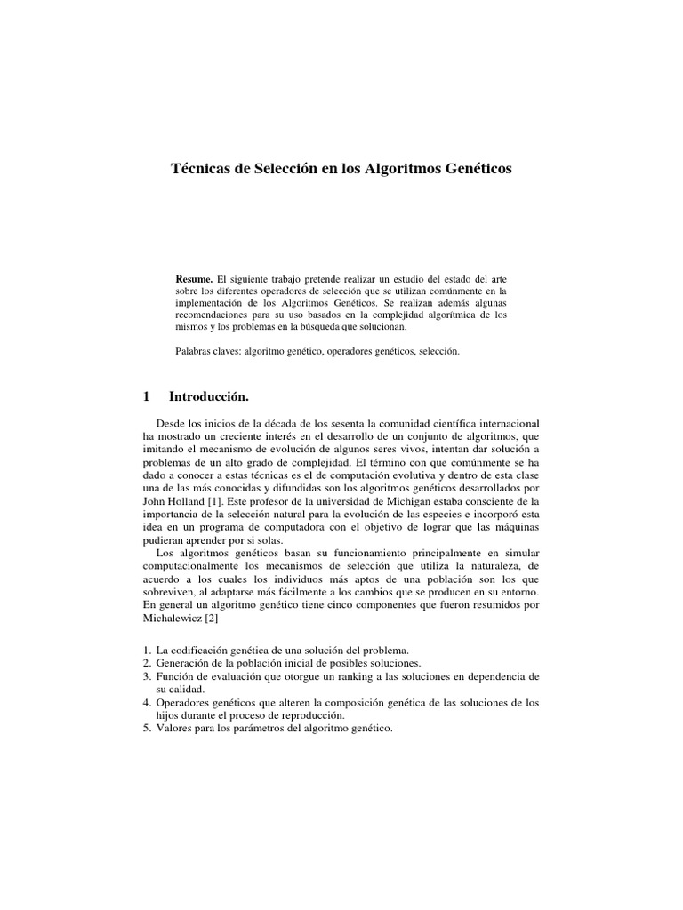 AG2-Tecnicas de Seleccion | PDF | Algoritmo genético | Matemáticas
