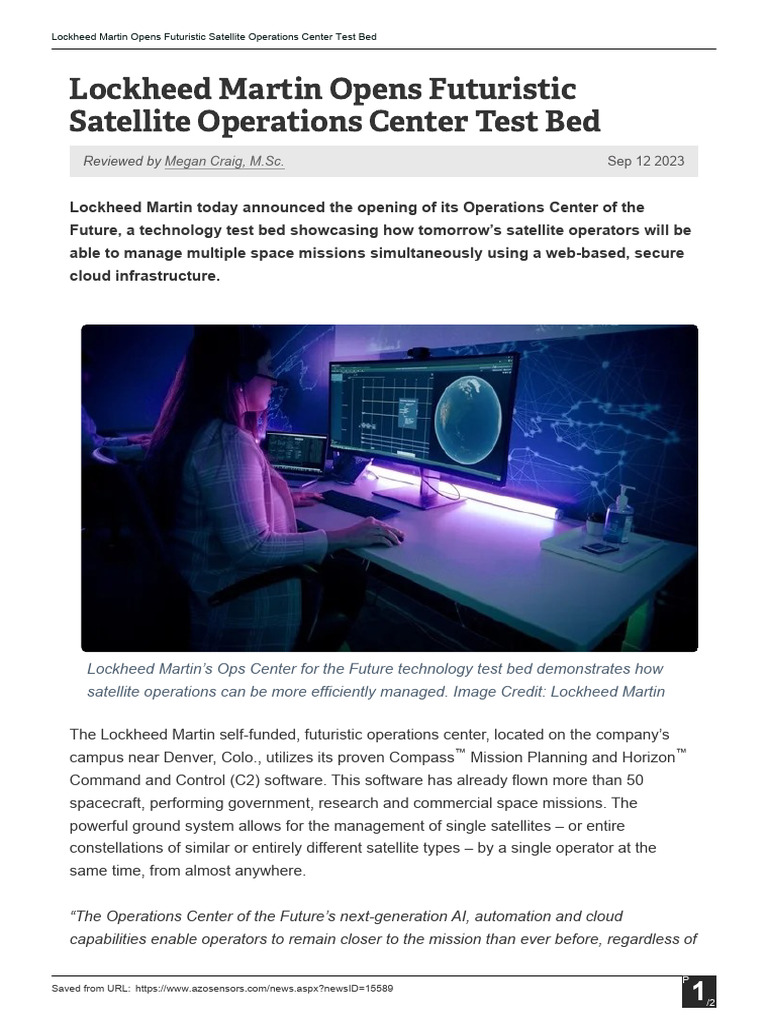 Lockheed Martin Opens Futuristic Satellite Operations Center Test Bed ...