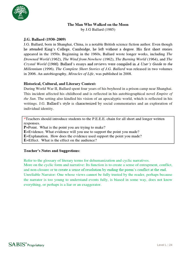 The Man Who Walked On The Moon by J G Ballard | PDF | Narration ...