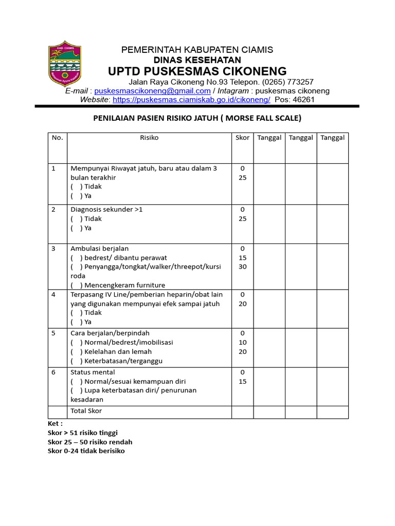 Form Resiko Jatuh Di Ranap Skala Morse | PDF