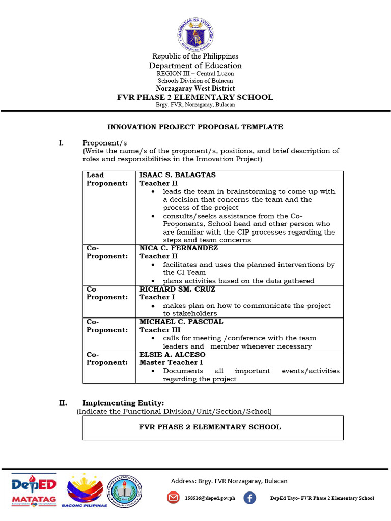 Innovation Project Proposal Project Lipunan | PDF | Learning
