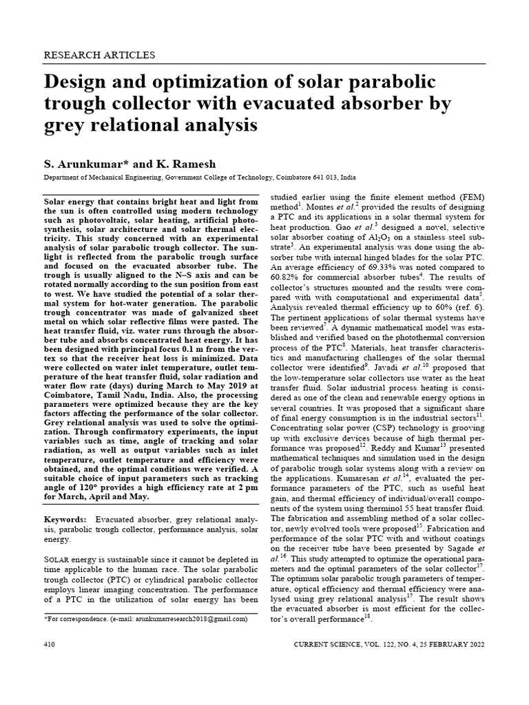 Design and Optimization of Solar Parabolic Trough Collector With ...
