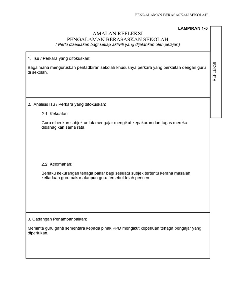 Dokumen PBS 2018 - 2 - Amalan Refleksi | PDF