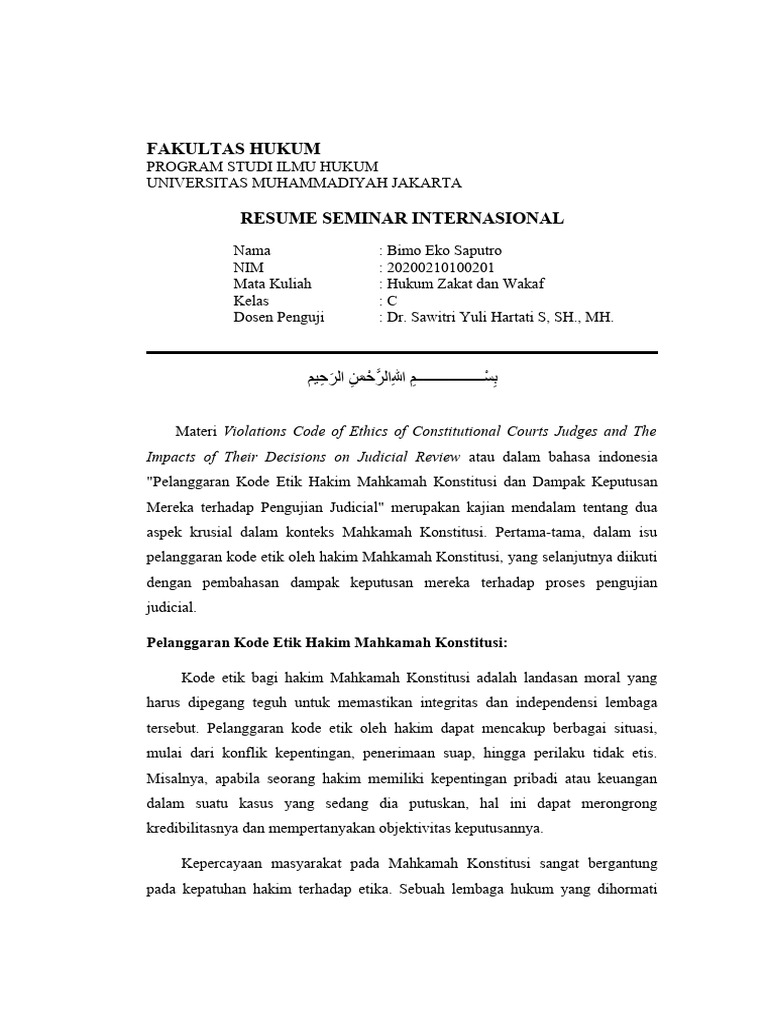 Bimo Eko Saputro (20200210100201) Tugas Resume Seminar Internasional | PDF