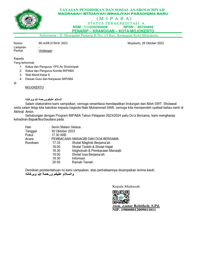 Surat Undangan Manakib 3 | PDF