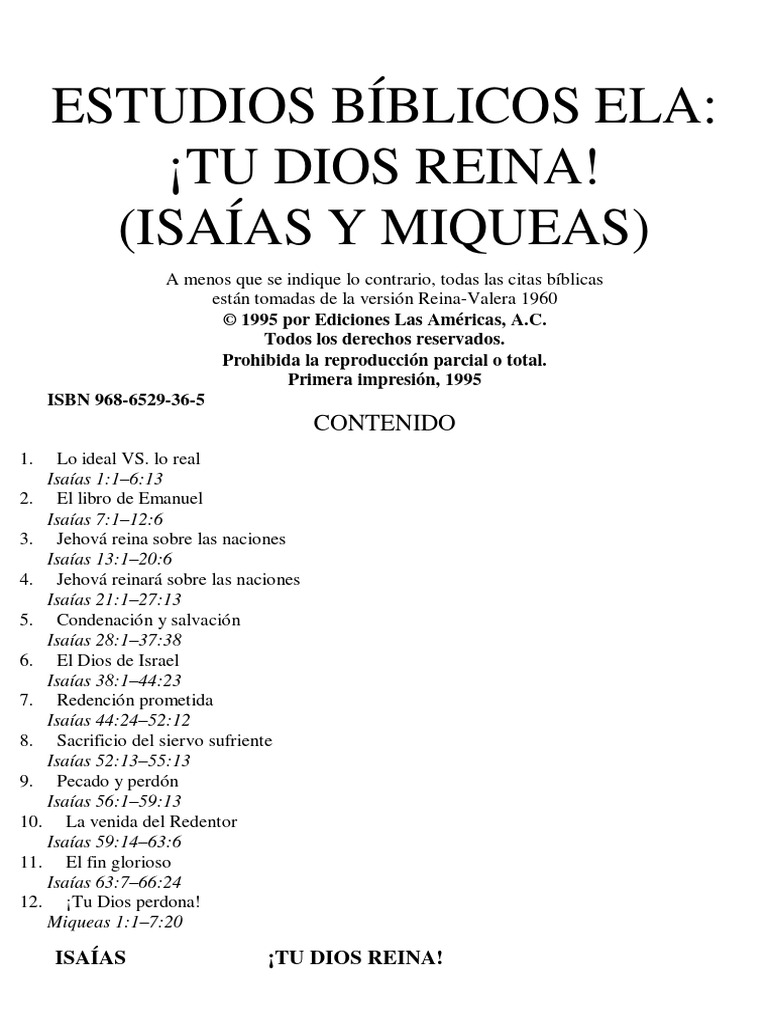 ¡Tu Dios Reina! Estudio de Isaías y Miqueas | PDF | Libro de Isaías ...