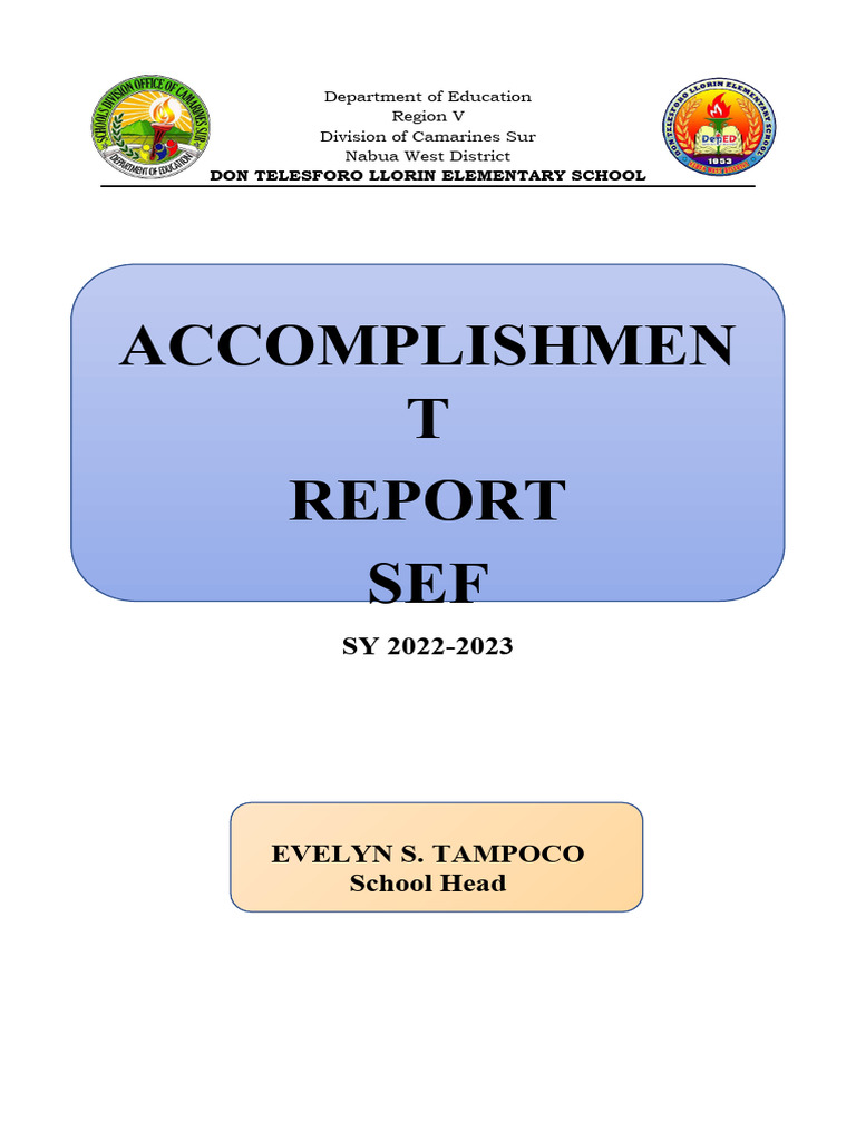 Accomplishment Report for Sef Sy 2022 | PDF