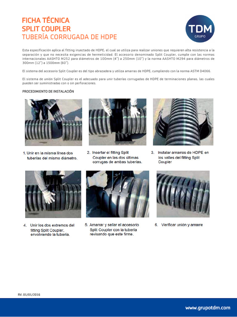 FT Split Coupler TUBERA-CORRUGADA-DE-HDPE | PDF