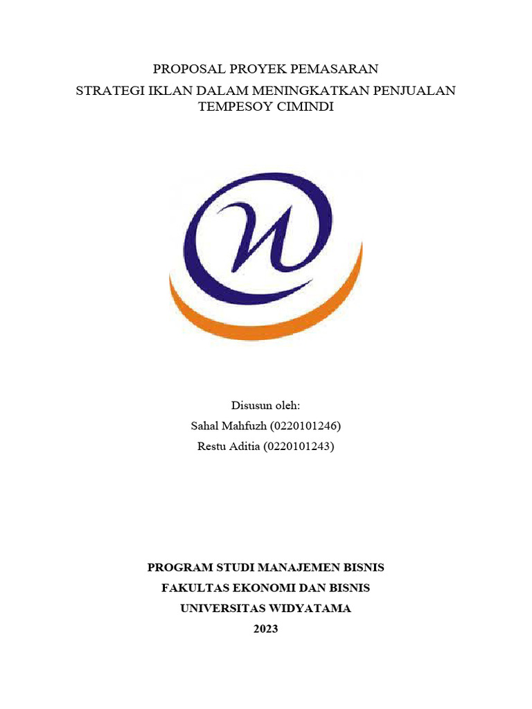 Proposal Proyek Pemasaran Revisi | PDF | Karier & Perkembangan | Bisnis