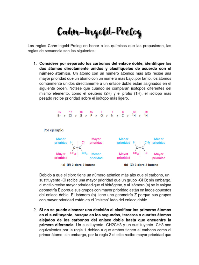 Reglas Cahn-Ingold-Prelog: Prioridades | PDF | Arte | Ciencia y matemáticas