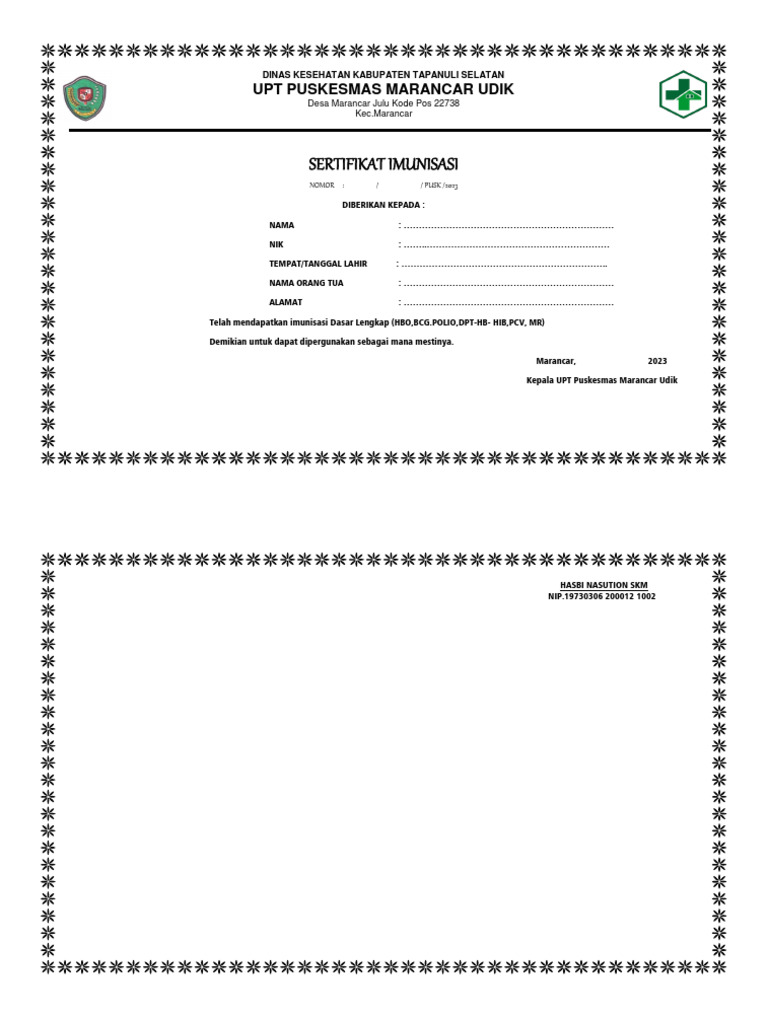 Sertifikat Imunisasi Pdf